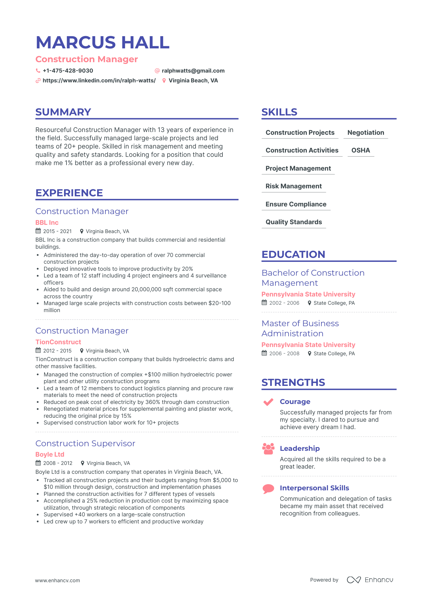 5 Construction Manager Resume Examples & Guide for 2023