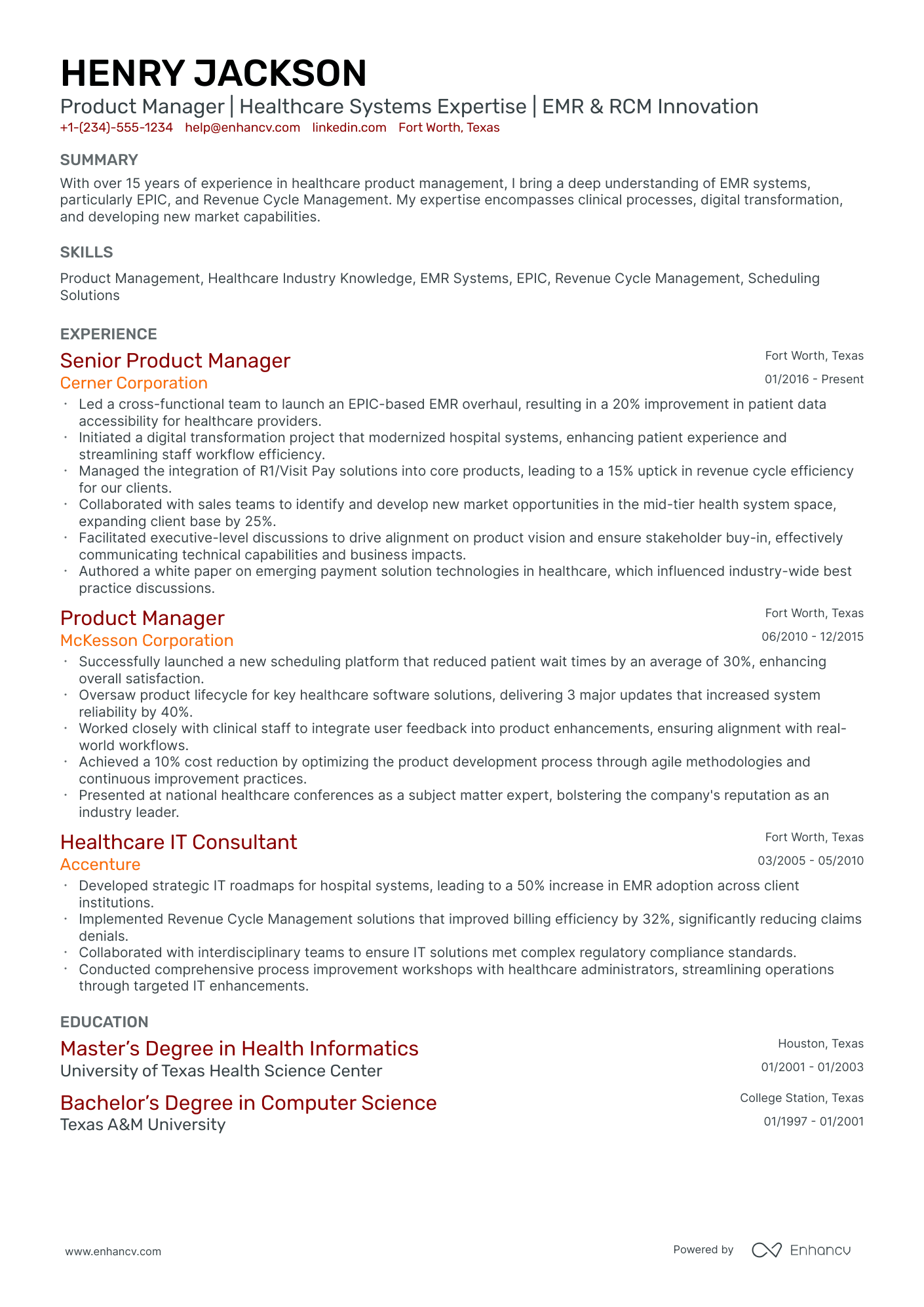 10 Healthcare Product Manager Resume Examples & Guide for 2026