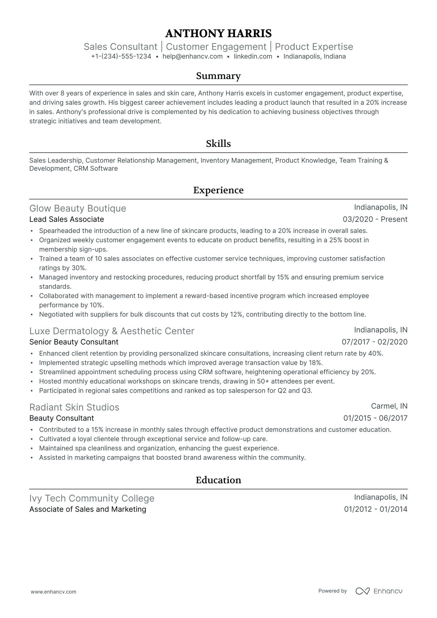 10 Beauty Consultant Resume Examples, Templates & Guide for 2026