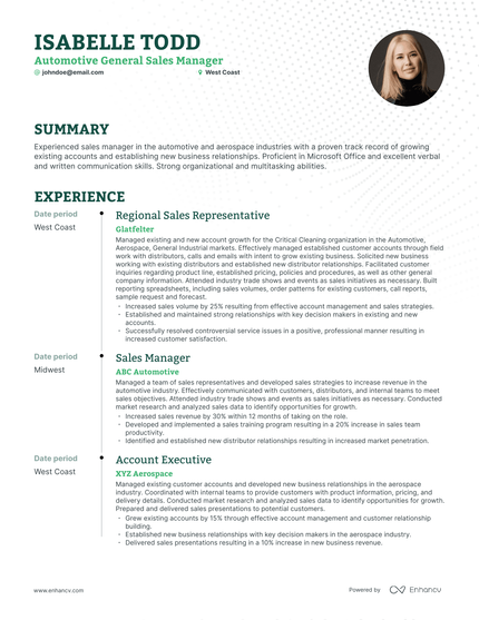 5 Automotive General Sales Manager Resume Examples & Guide for 2023