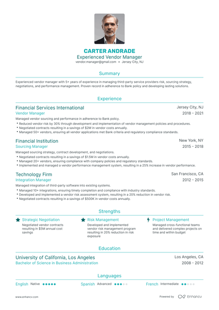 5 Vendor Manager Resume Examples & Guide for 2023