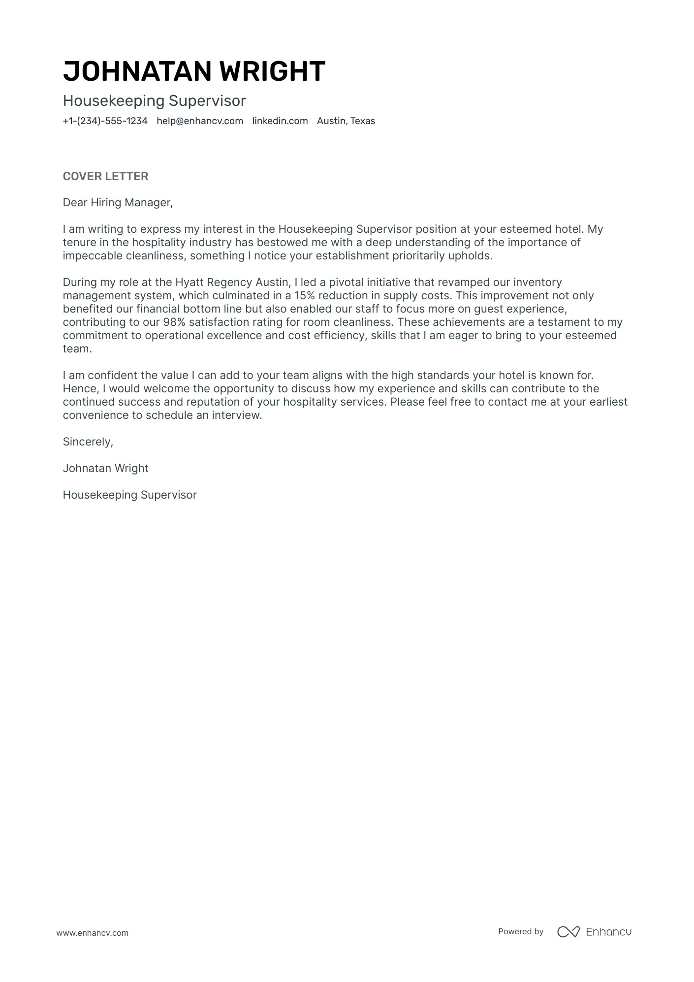 9 Professional Housekeeper Cover Letter Examples and Template for 2025 ...