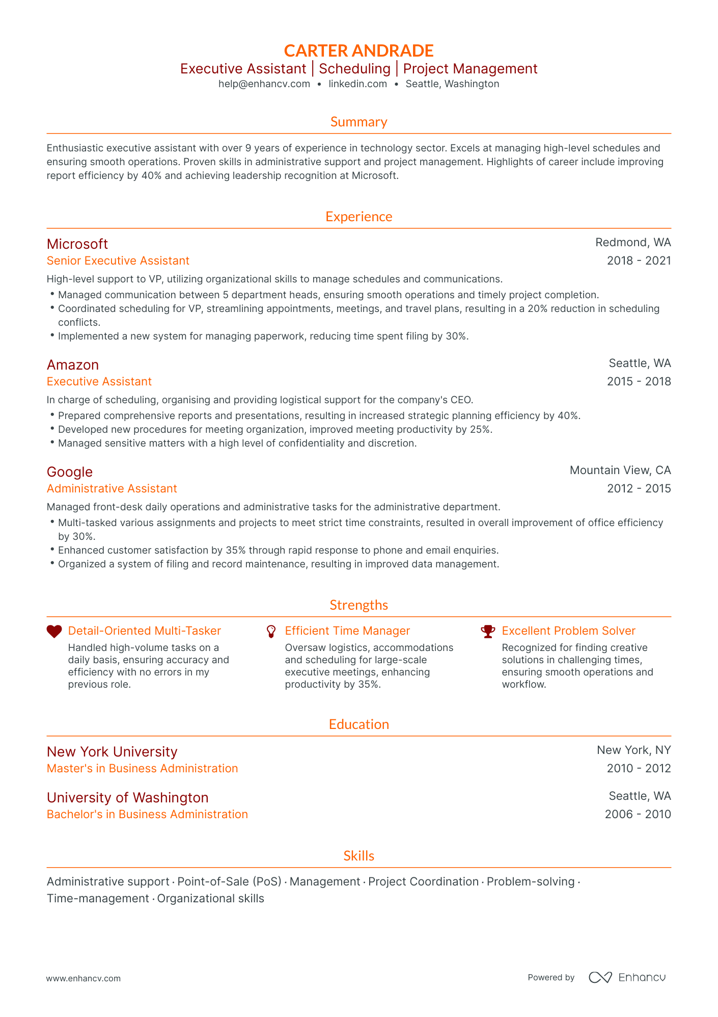 5 Executive Personal Assistant Resume Examples & Guide for 2024
