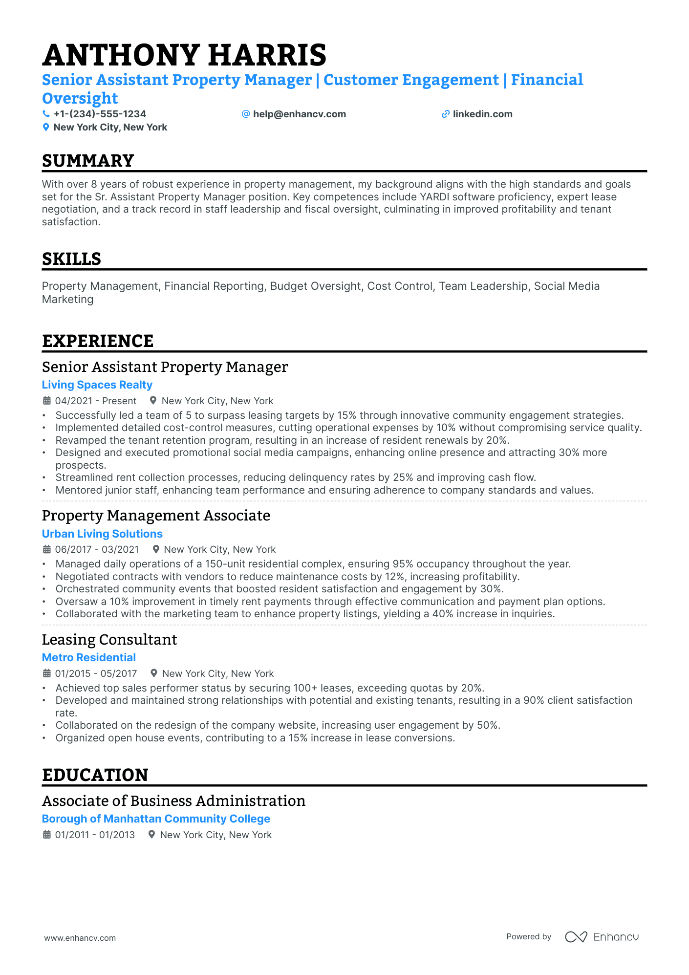 10 Assistant Property Manager Resume Examples - March 2026