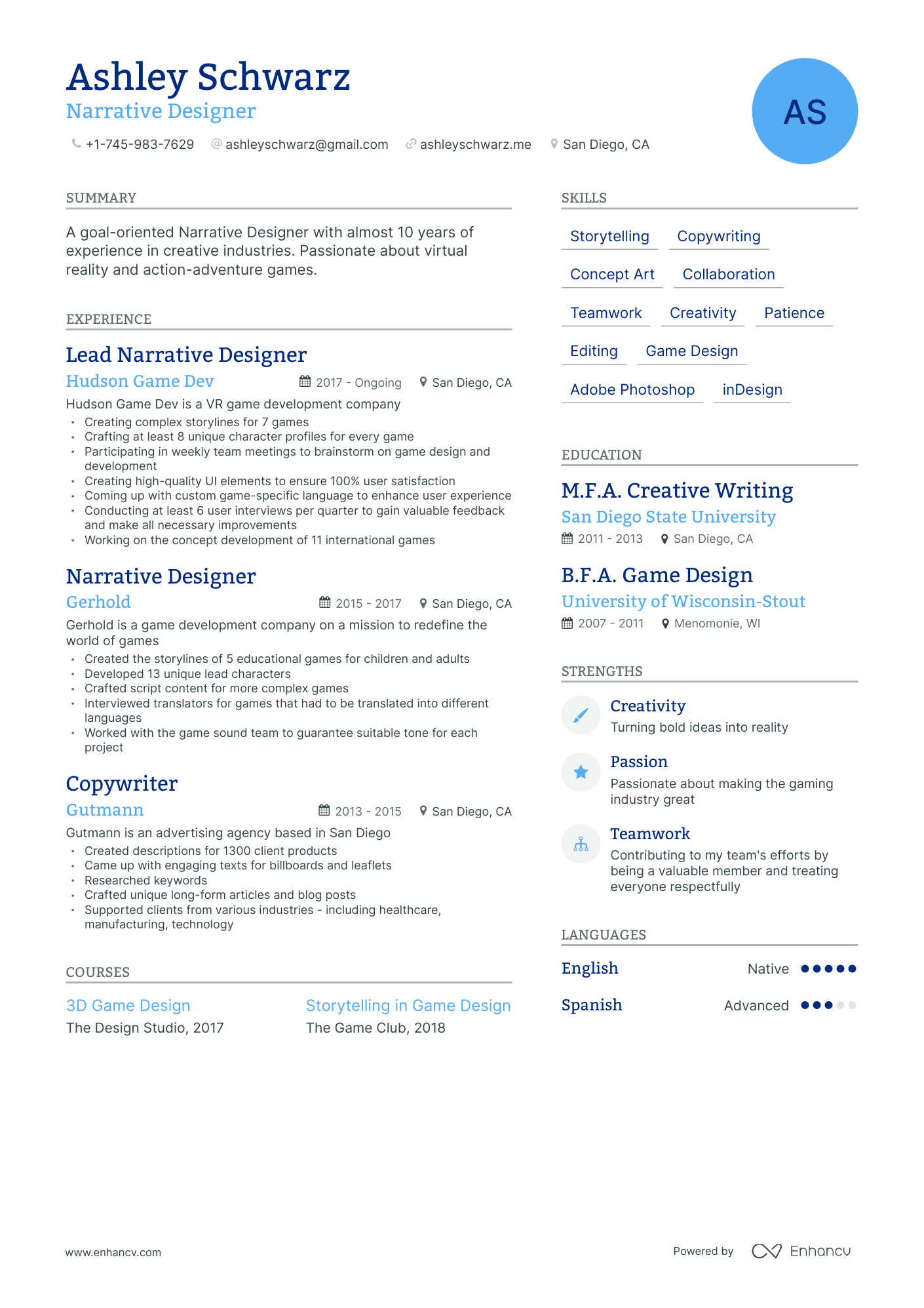 5 Narrative Designer Resume Examples & Guide for 2023 5 Narrative Designer Resume Examples & Guide for 2023