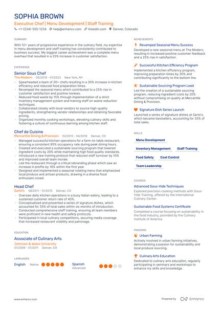 5 Culinary Resume Examples & Guide for 2025