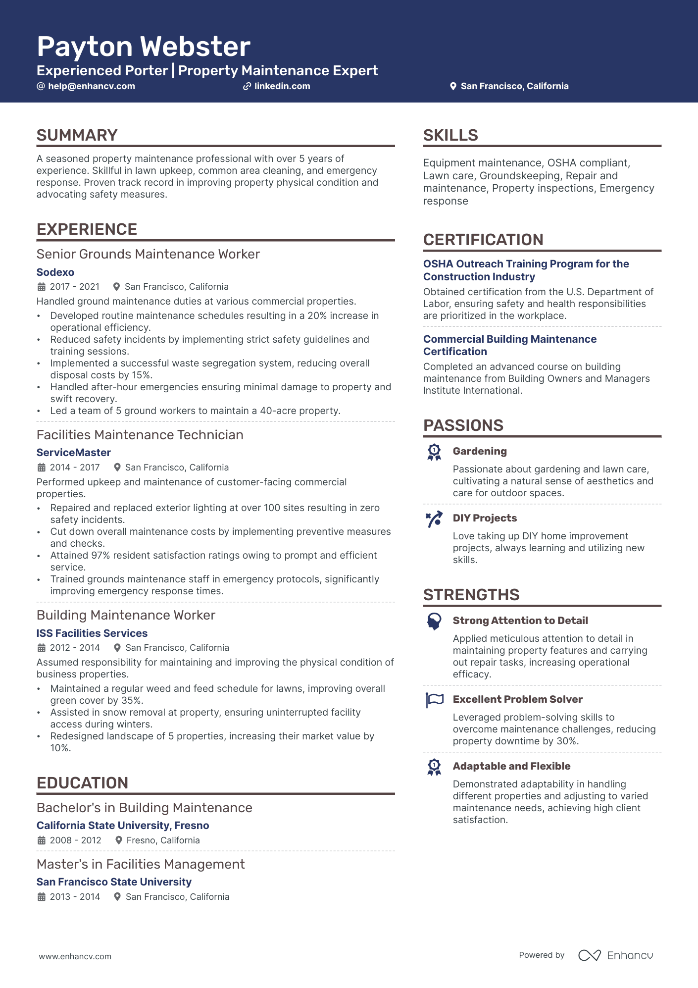 10 Porter Resume Examples & Guide for 2026