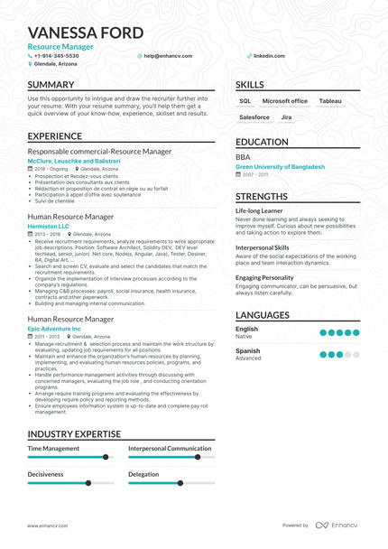Resource Manager Resume Examples & Guide for 2023 (Layout, Skills ...