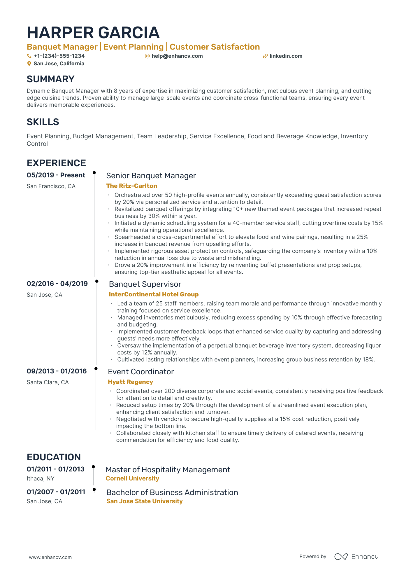 10 Banquet Manager Resume Examples & Guide for 2026