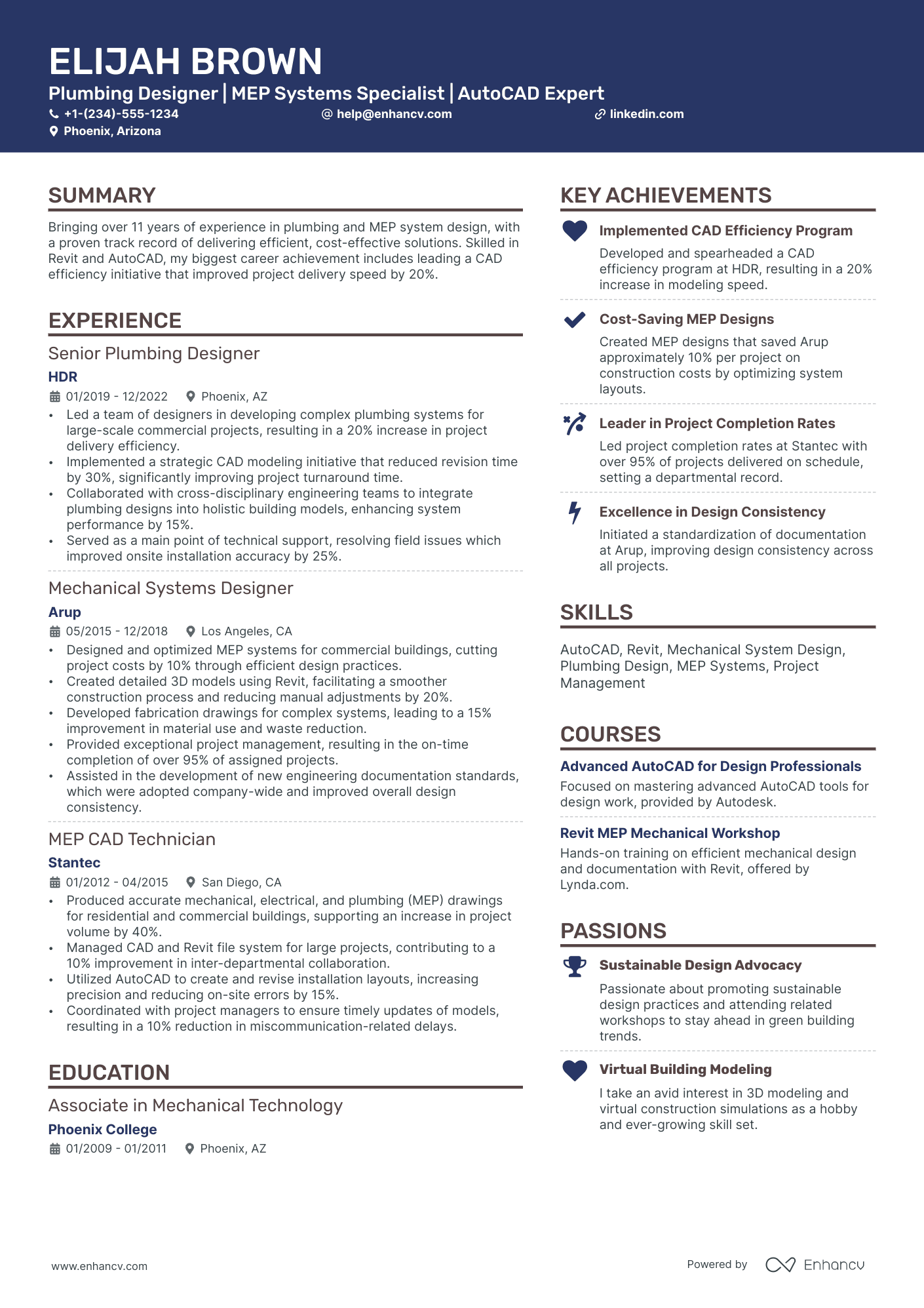 10 Plumbing Designer Resume Examples & Guide for 2026