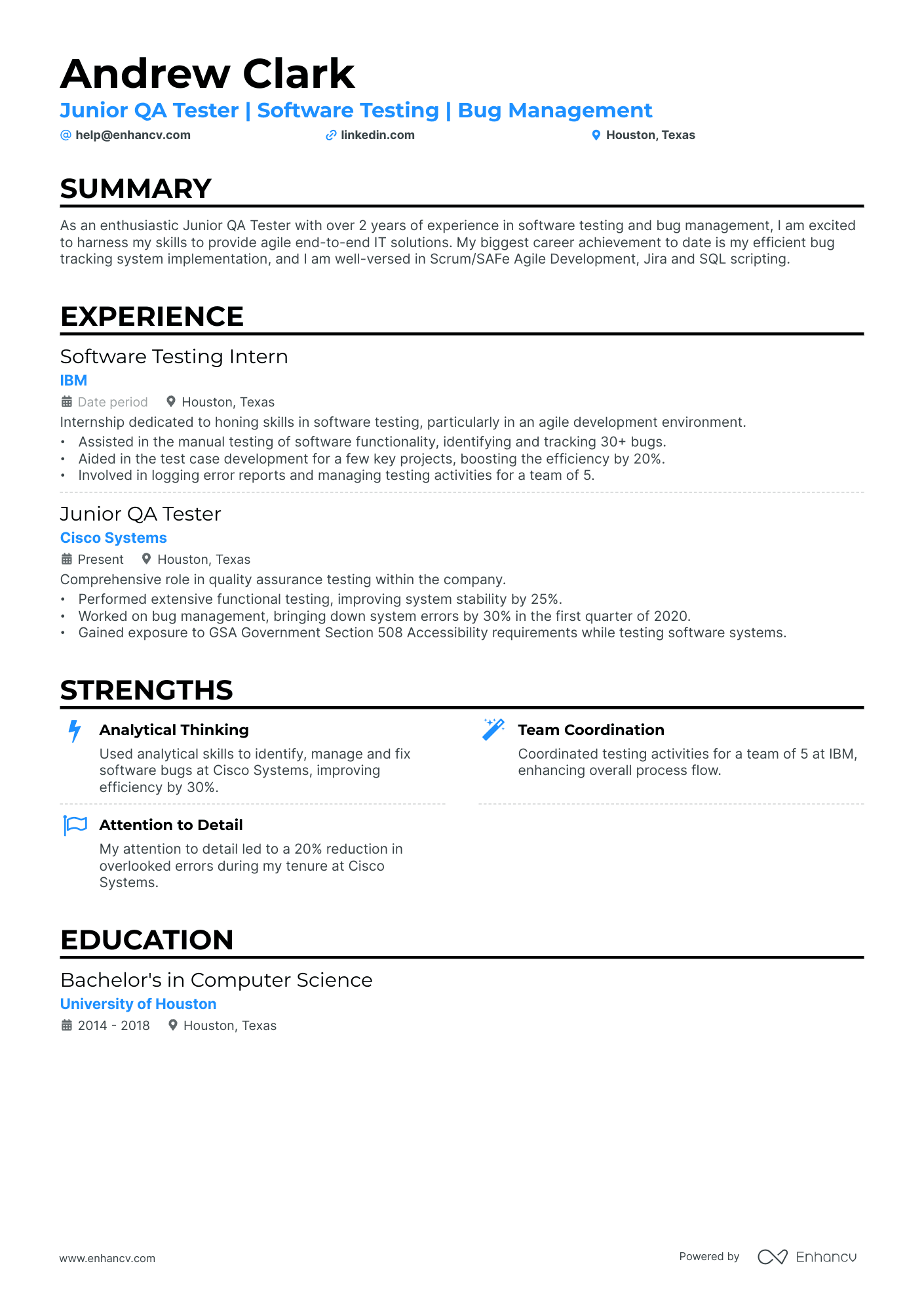 5 Junior QA Tester Resume Examples & Guide for 2024