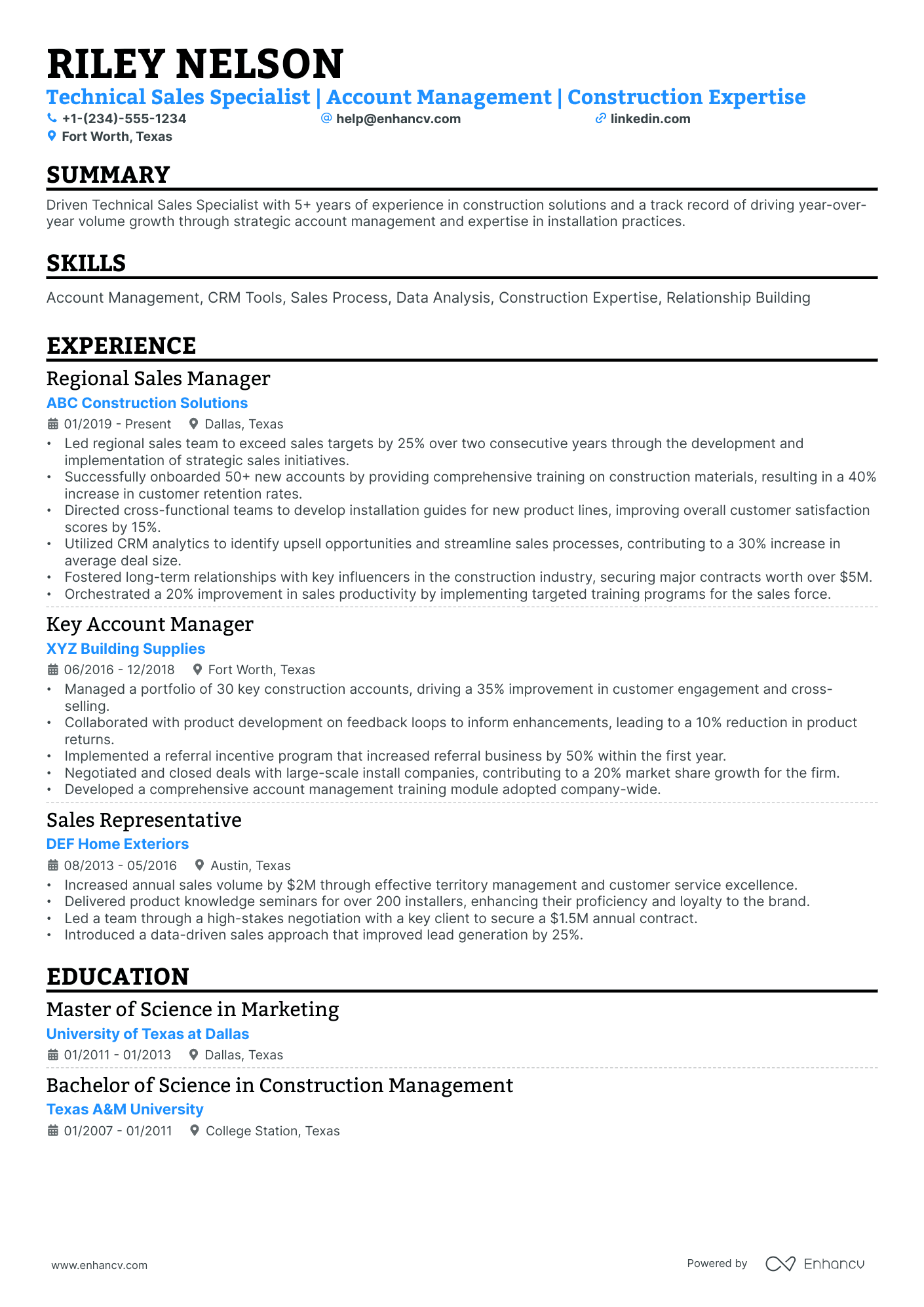 10 Technical Sales Manager Resume Examples & Guide for 2025