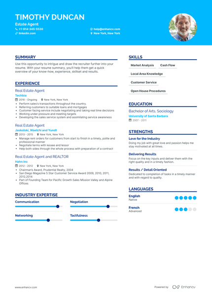 Estate Agent Resume Examples & Guide for 2023 (Layout, Skills, Keywords ...