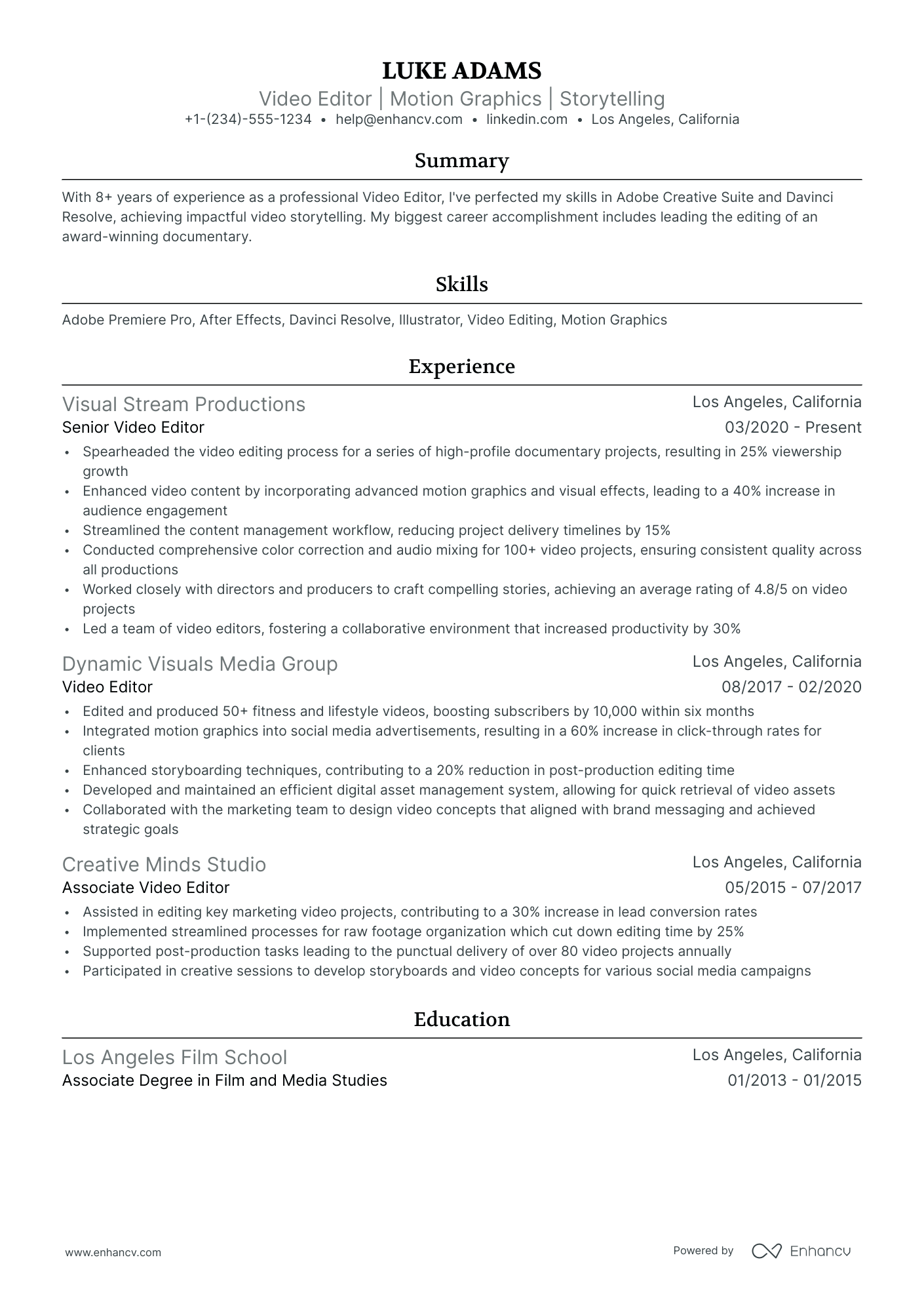 10 Freelance Video Editor Resume Examples & Guide for 2026