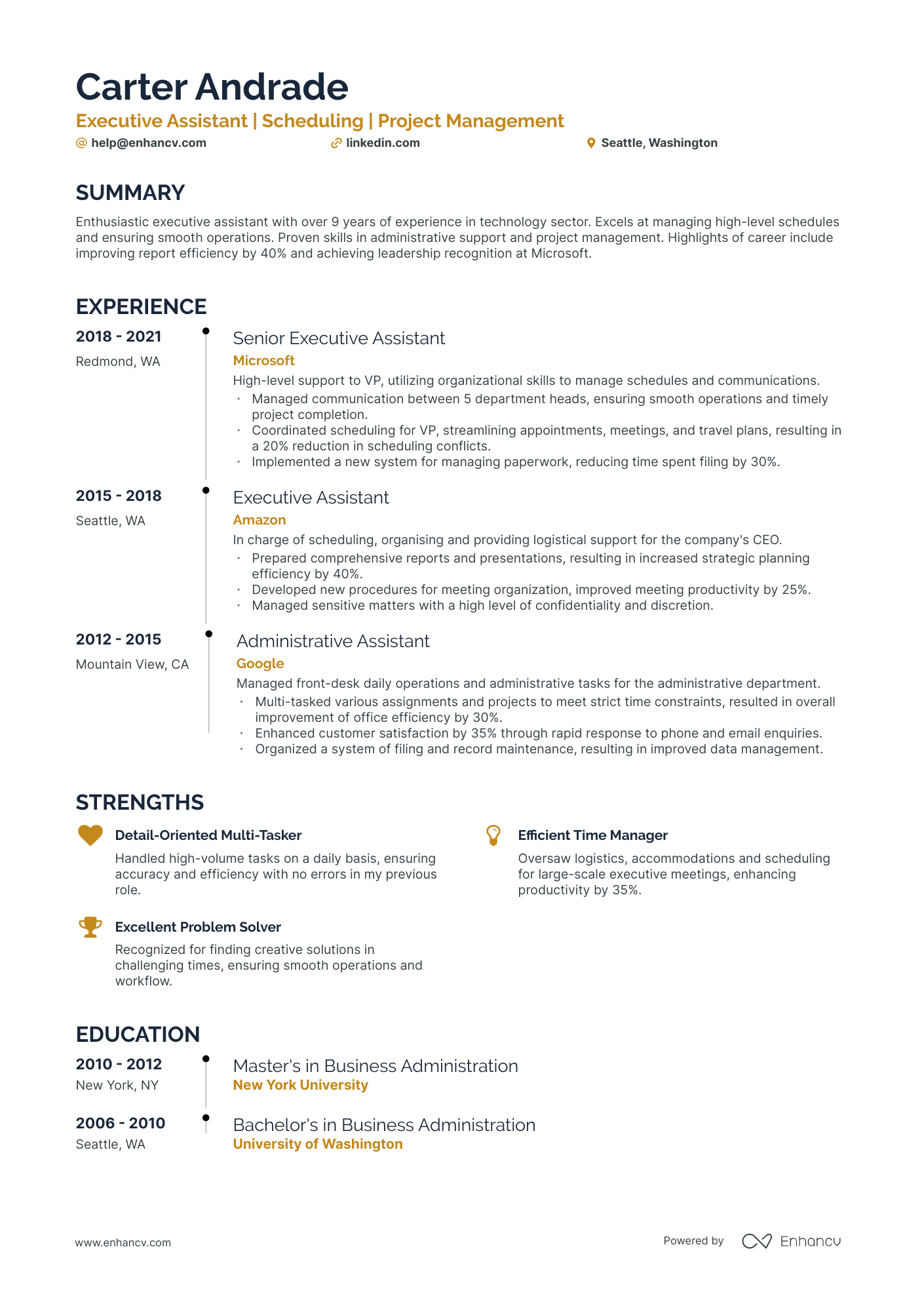 5 Executive Personal Assistant Resume Examples & Guide for 2024