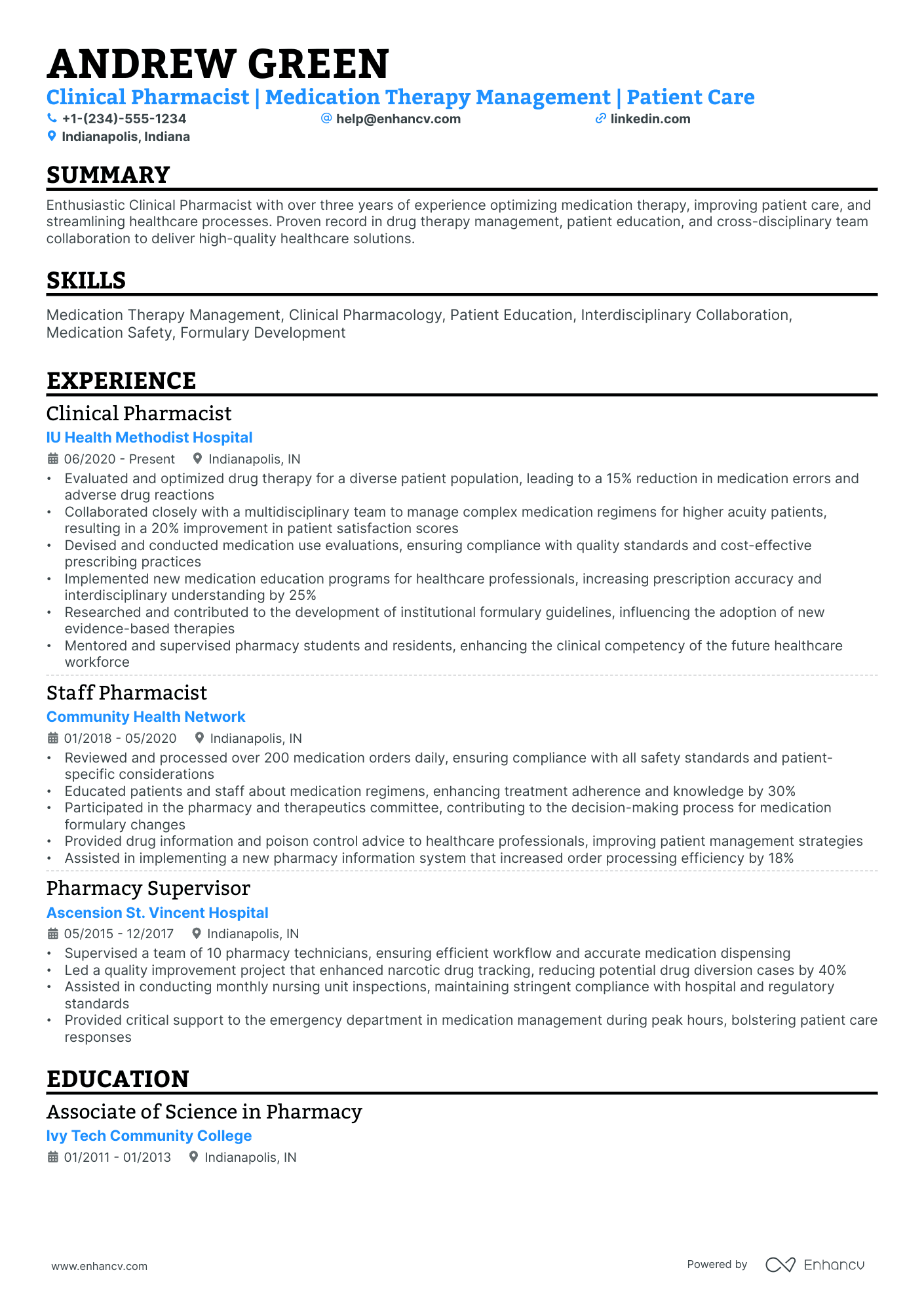 10 Hospital Pharmacist Resume Examples & Guide for 2026