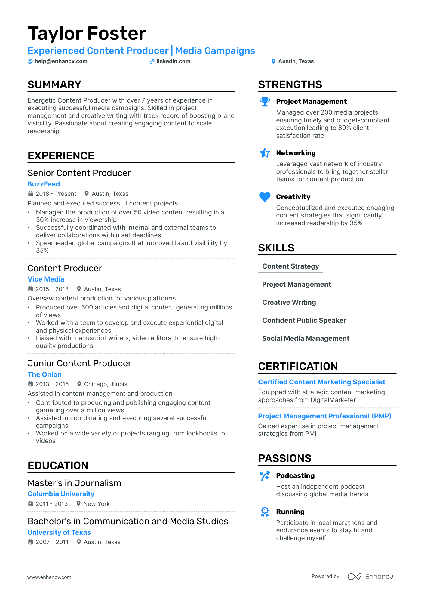 8 Filmmaker Resume Examples & Guide for 2024