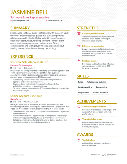 5 Software Sales Resume Examples & Guide for 2023