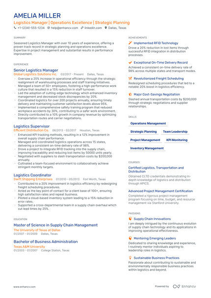 5 Logistic Manager Resume Examples & Guide for 2024