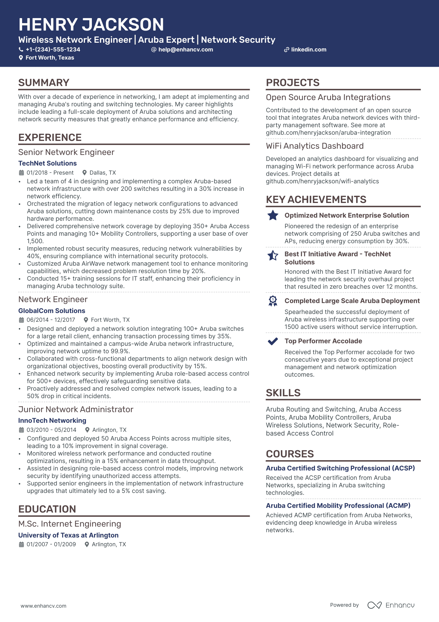 10 Wireless Network Engineer Resume Examples & Guide for 2026