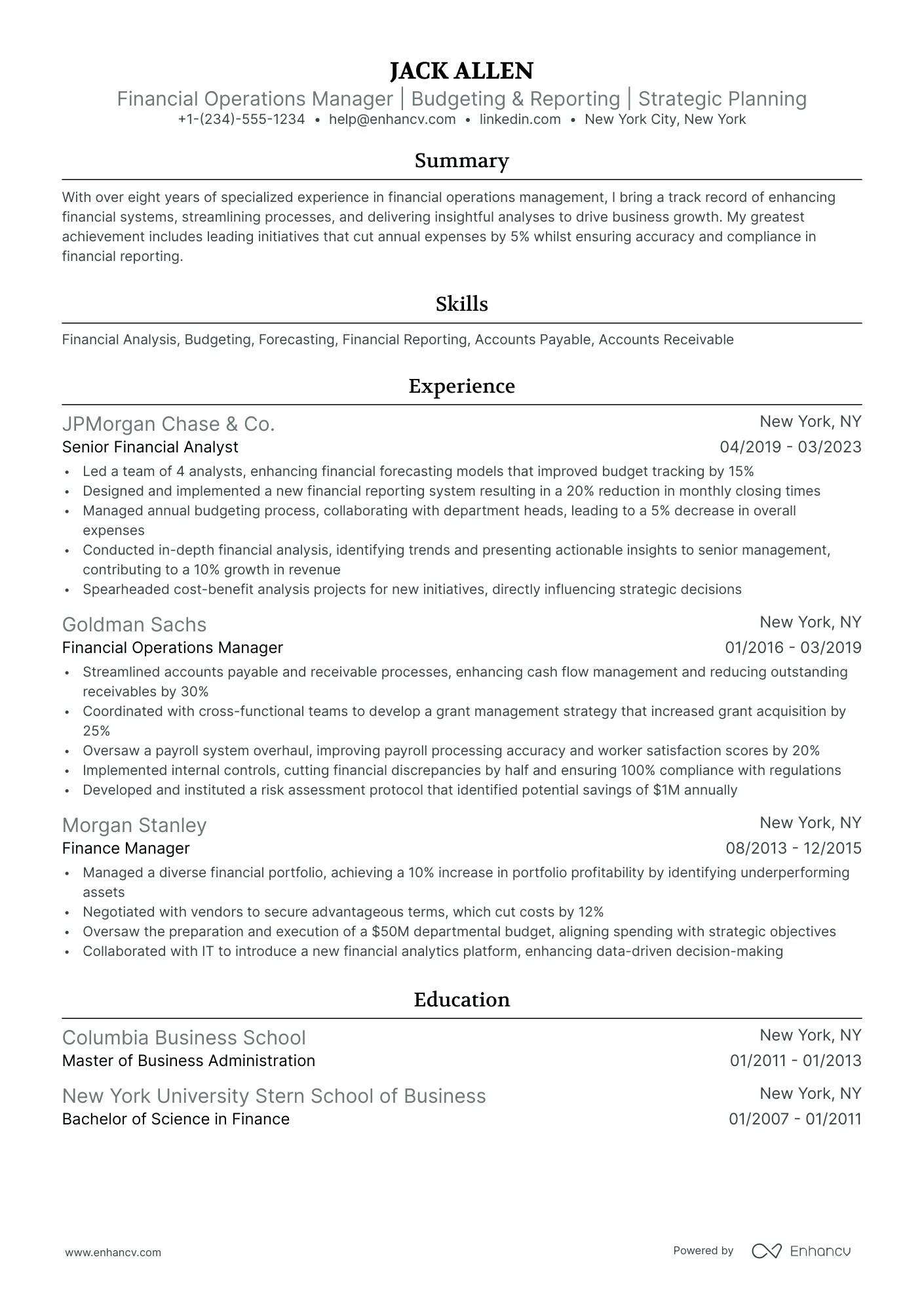 10 Financial Operations Manager Resume Examples & Guide for 2026
