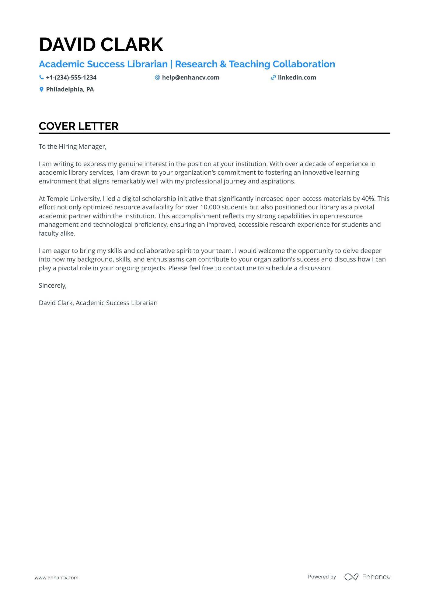 5 Professional Librarian Cover Letter Examples and Template for 2026 ...