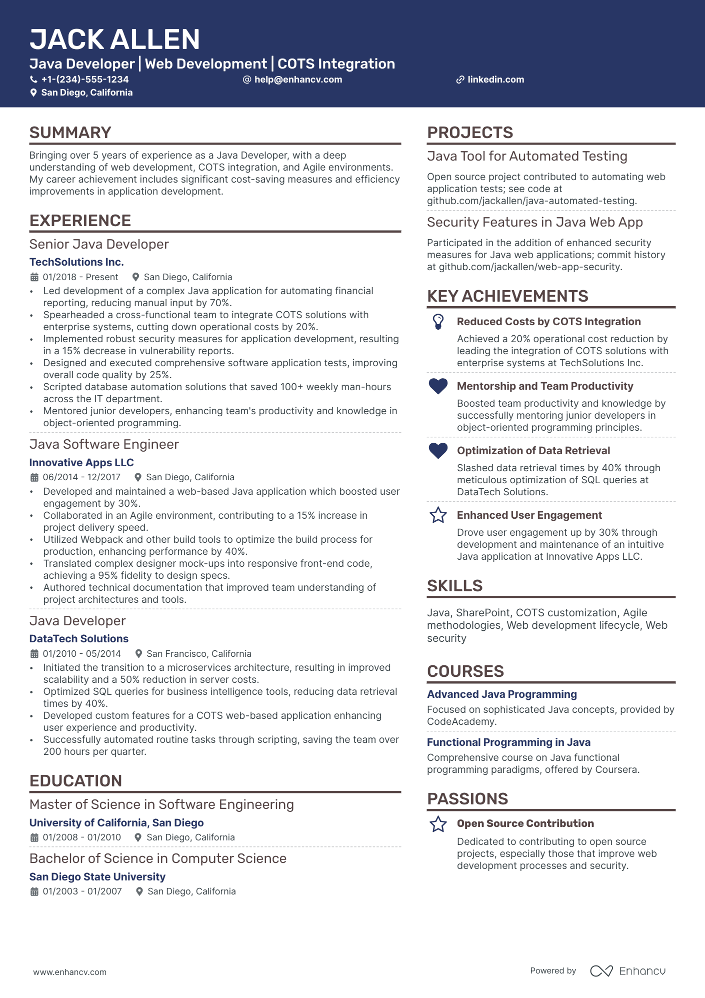 10 Java Web Developer Resume Examples & Guide for 2025