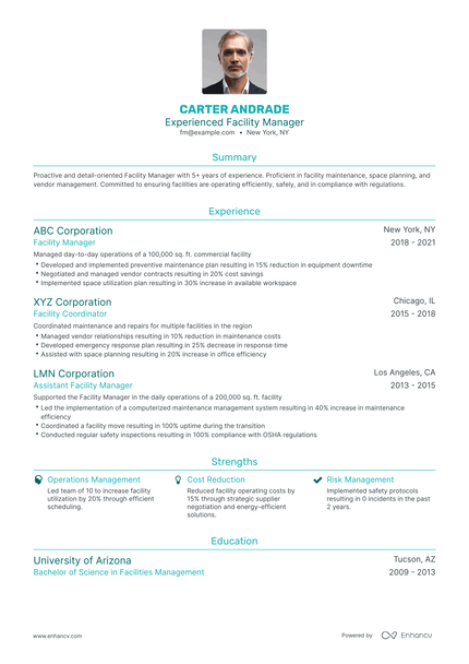5 Facility Manager Resume Examples & Guide for 2024
