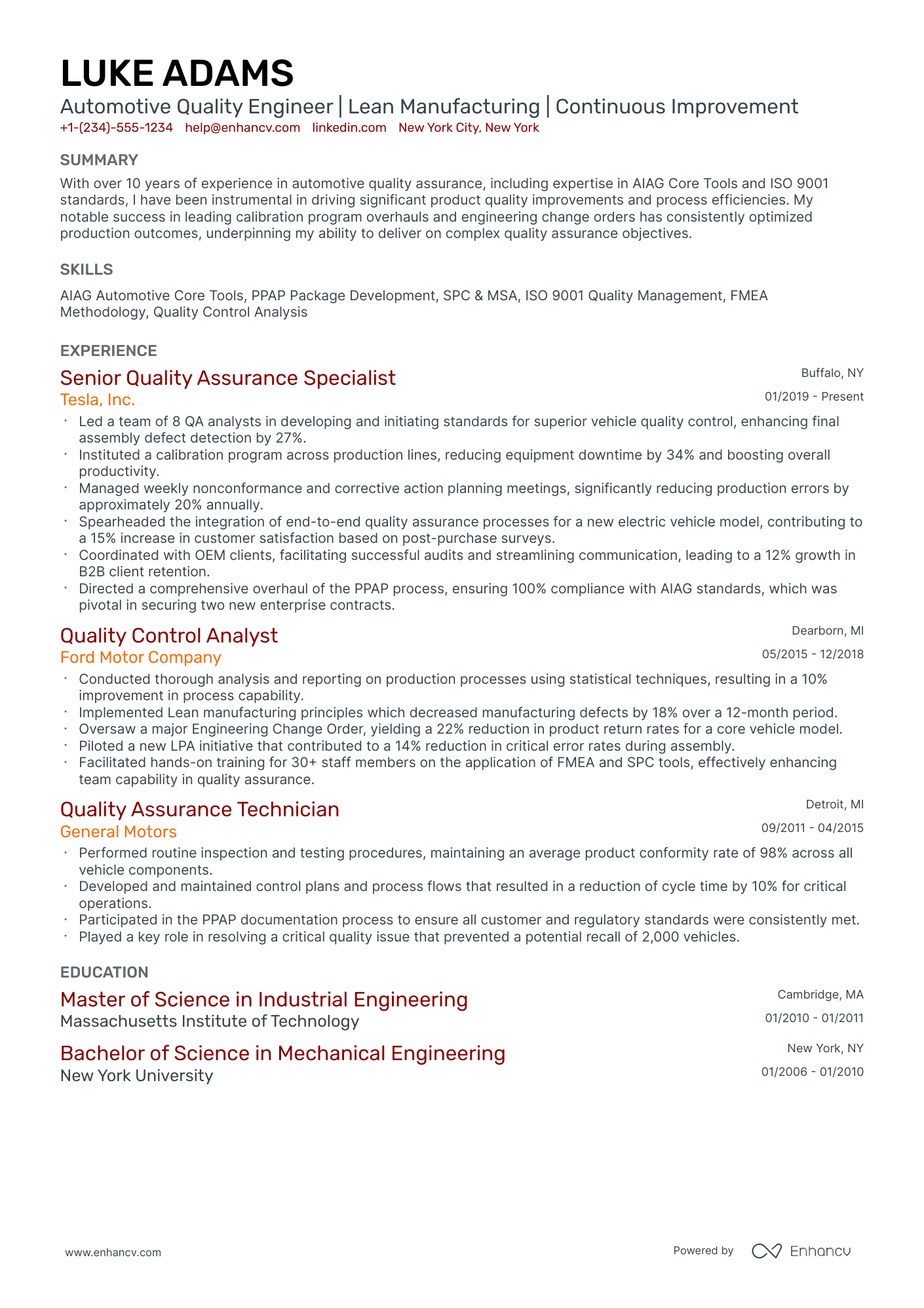 10 Automotive Engineering Resume Examples & Guide for 2026