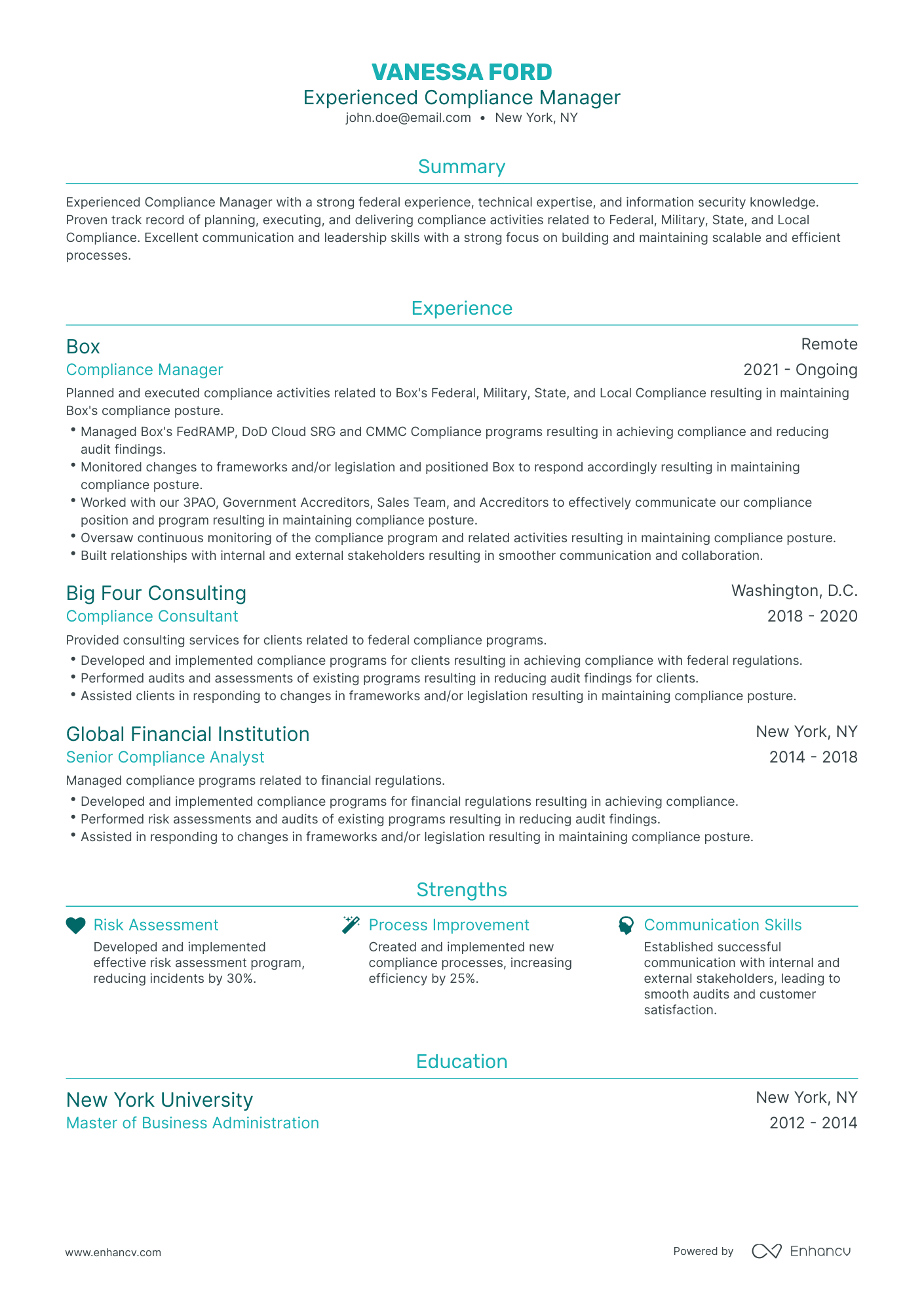 3 Compliance Manager Resume Examples & Guide for 2024