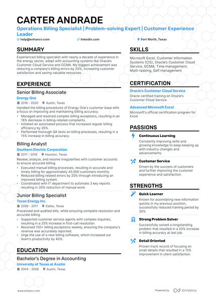 10 Billing Specialist Resume Examples & Guide for 2025
