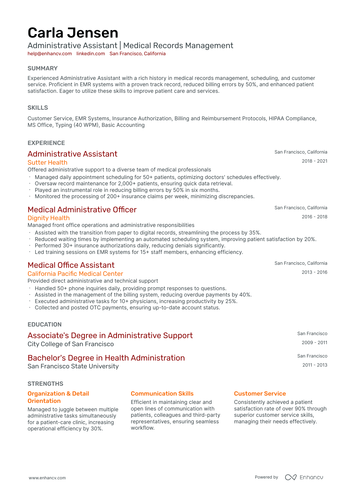 10 Medical Office Administrator Resume Examples & Guide for 2026