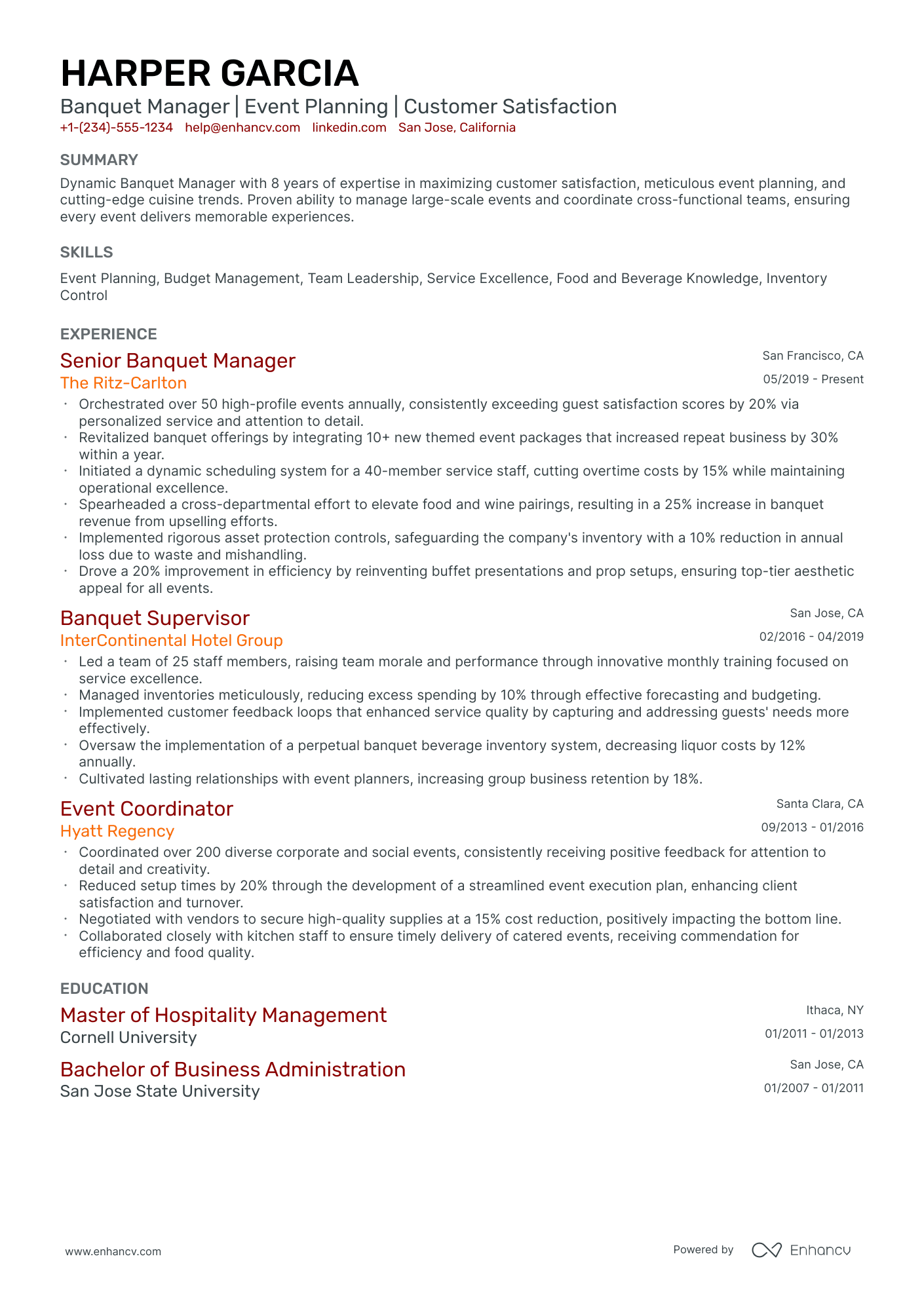 10 Banquet Manager Resume Examples & Guide for 2026