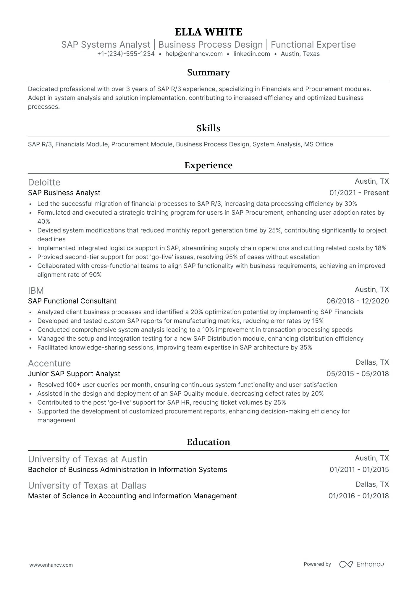10 SAP Business Analyst Resume Examples & Guide for 2026