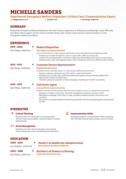5 Emergency Dispatcher Resume Examples & Guide for 2024