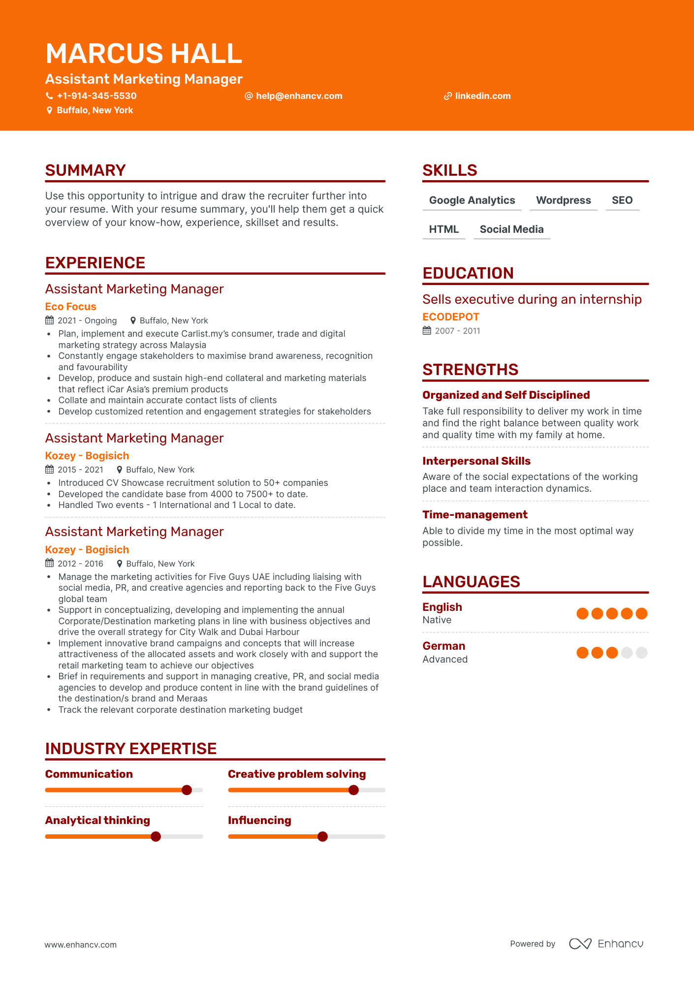 Assistant Marketing Manager Resume Examples & Guide for 2023 (Layout ...