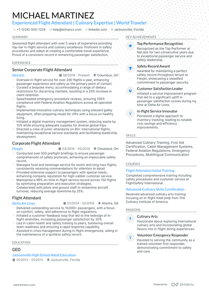 10 Corporate Flight Attendant Resume Examples, Templates & Guide for 2026