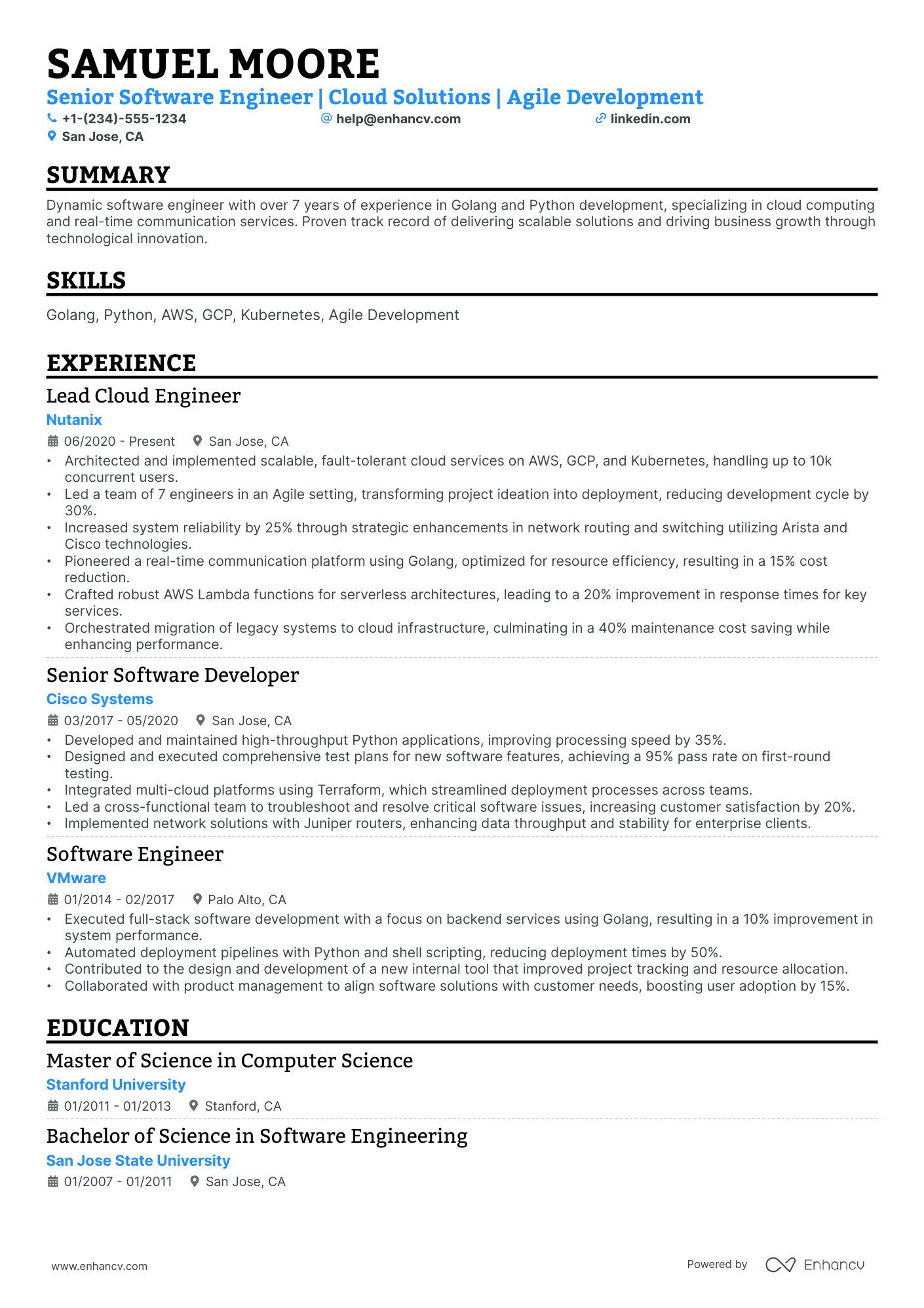 10 Golang Developer Resume Examples & Guide for 2025