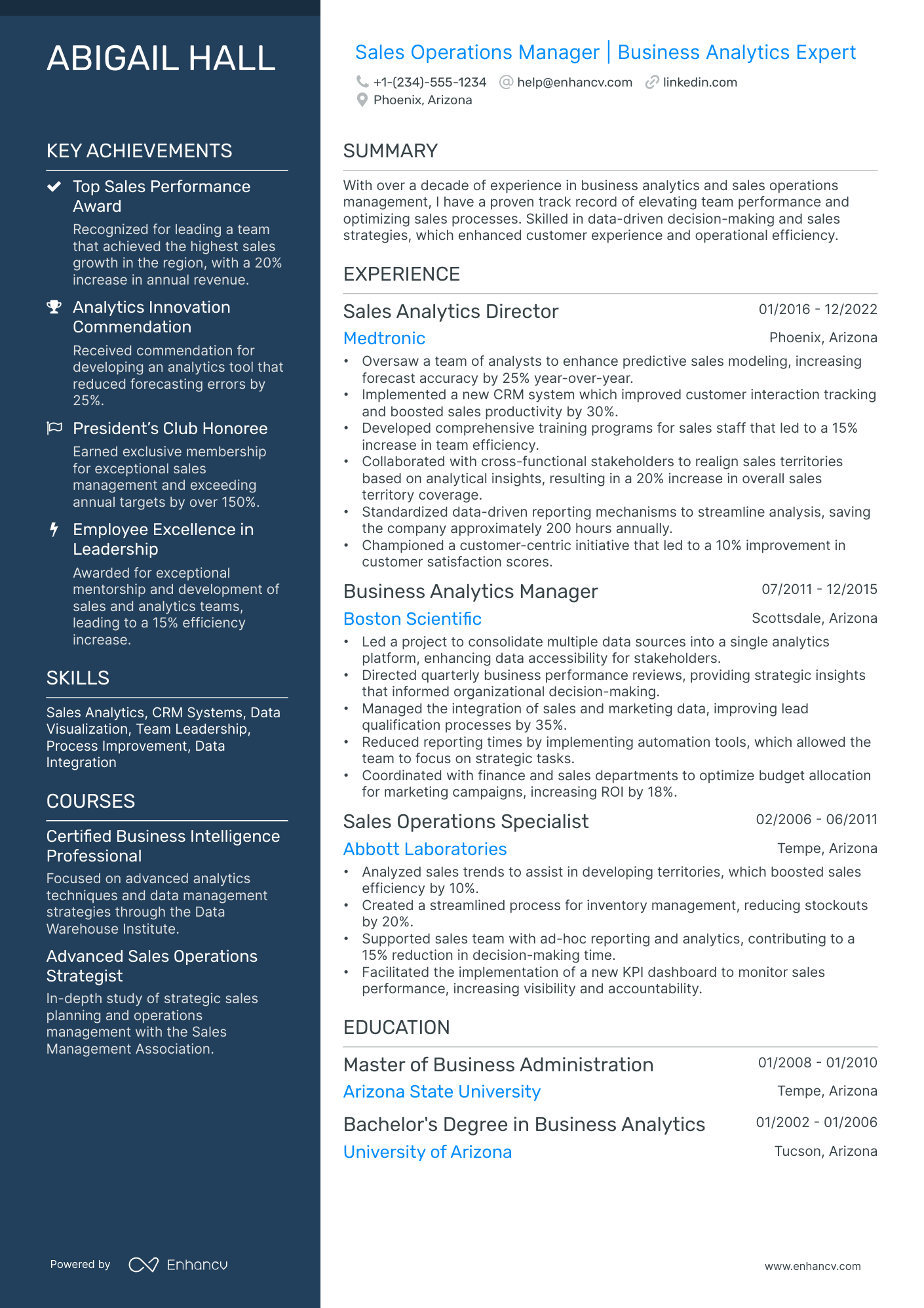 10 Sales Operations Manager Resume Examples & Guide for 2026