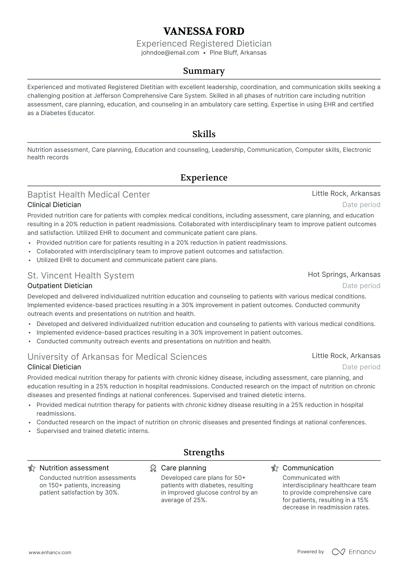 10 Dietician Resume Examples & Guide for 2026