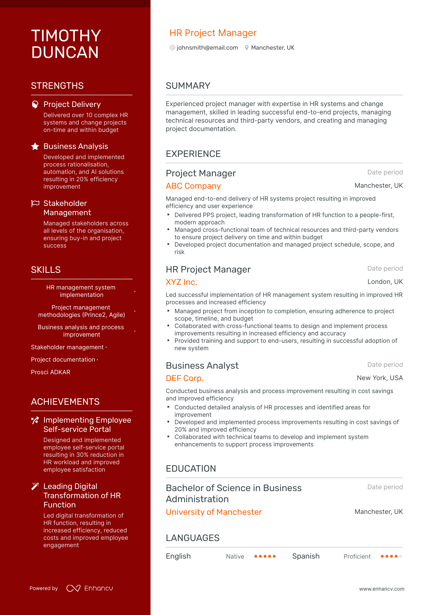 5 HR Project Manager Resume Examples & Guide for 2024