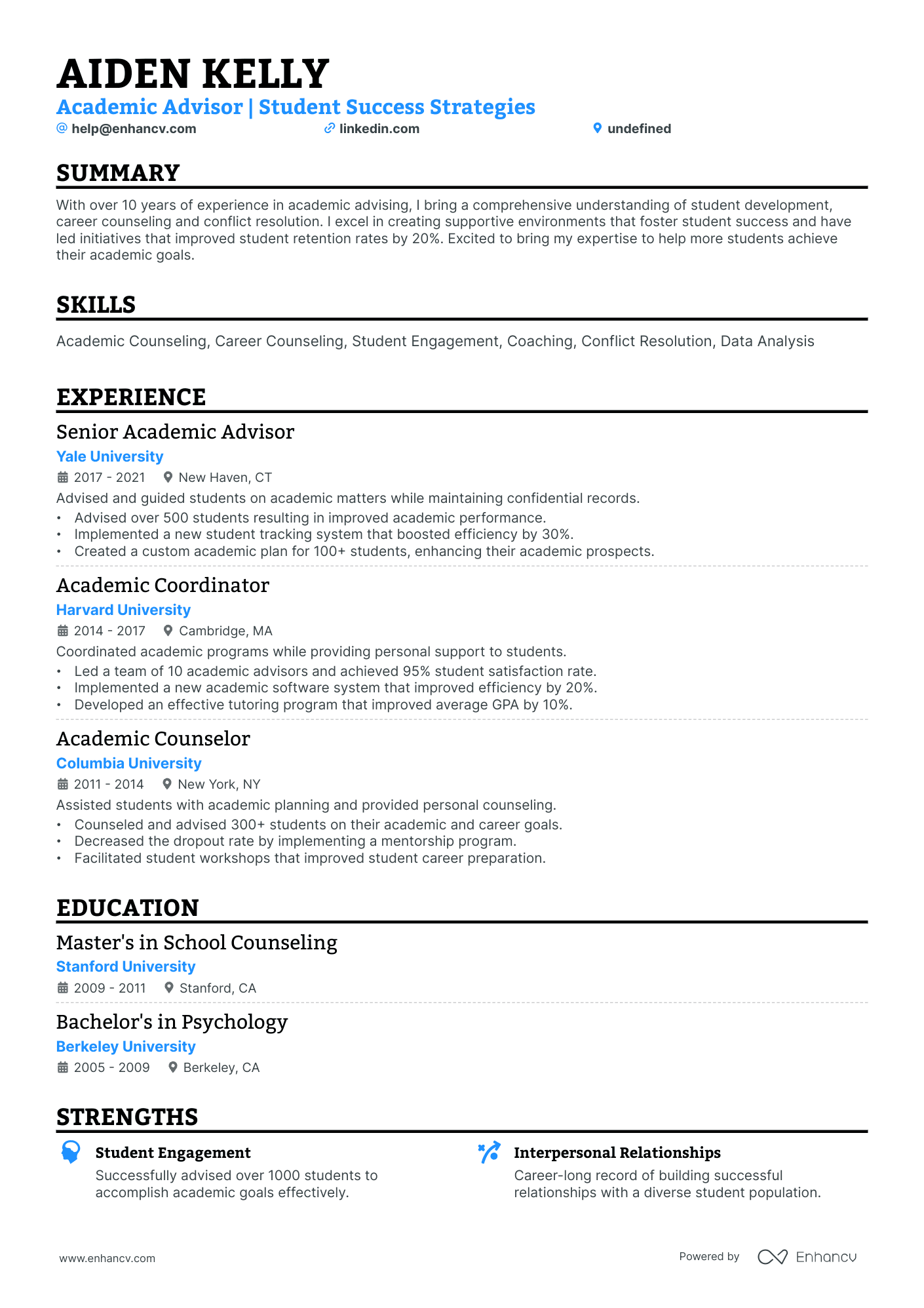 10 Academic Advisor Resume Examples & Guide for 2026