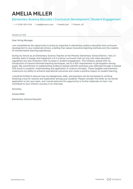 6 Professional Student Teacher Cover Letter Examples and Template for ...
