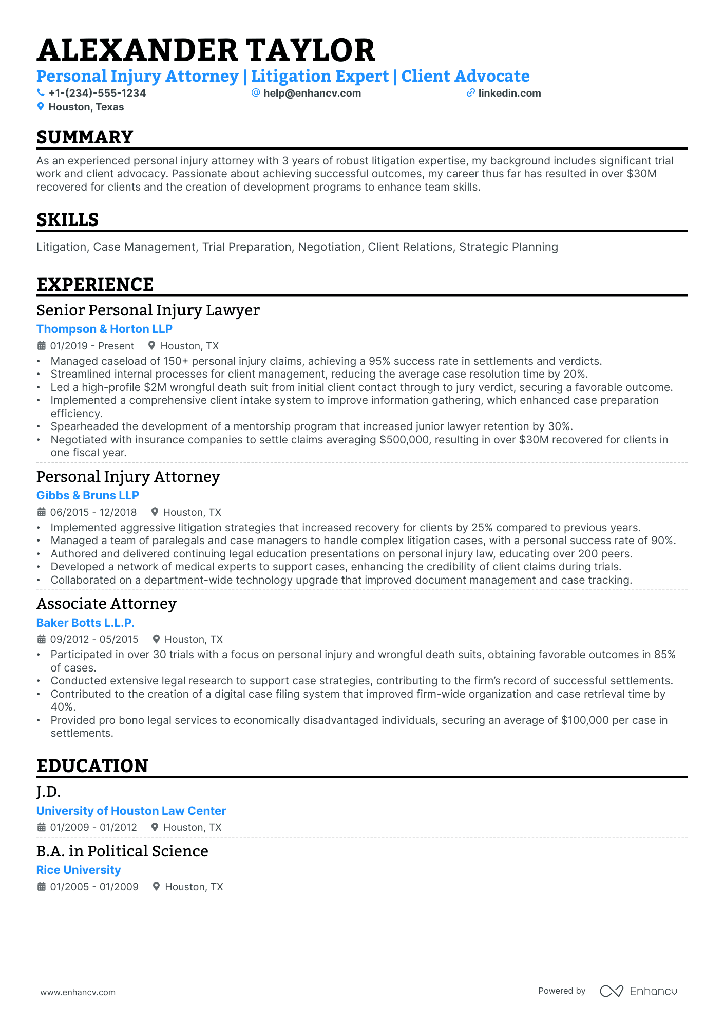 10 Personal Injury Lawyer Resume Examples & Guide for 2026