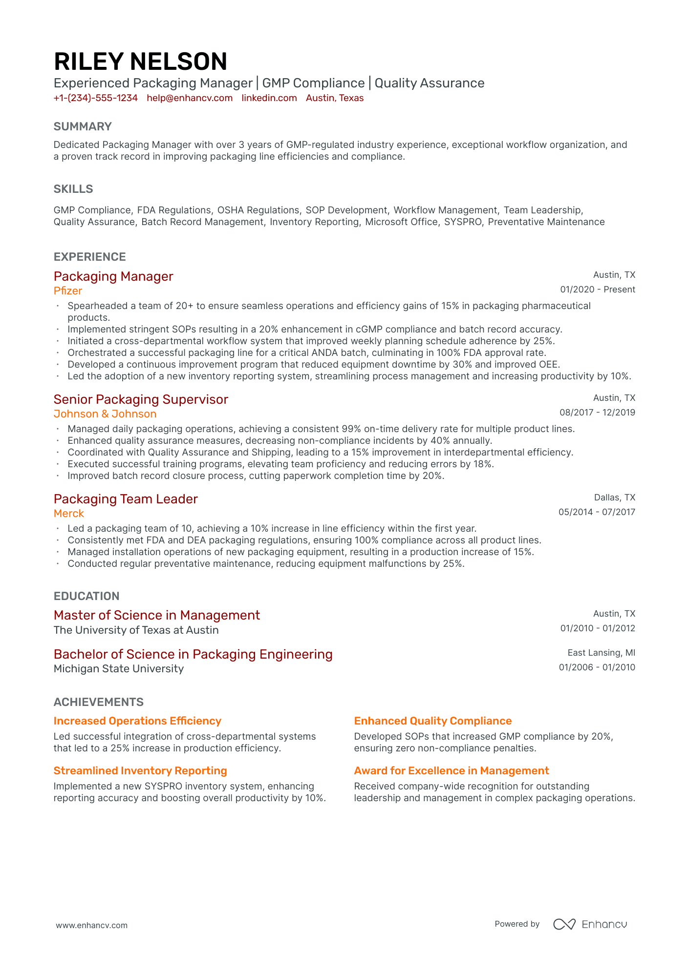 5 Packaging Manager Resume Examples & Guide for 2024