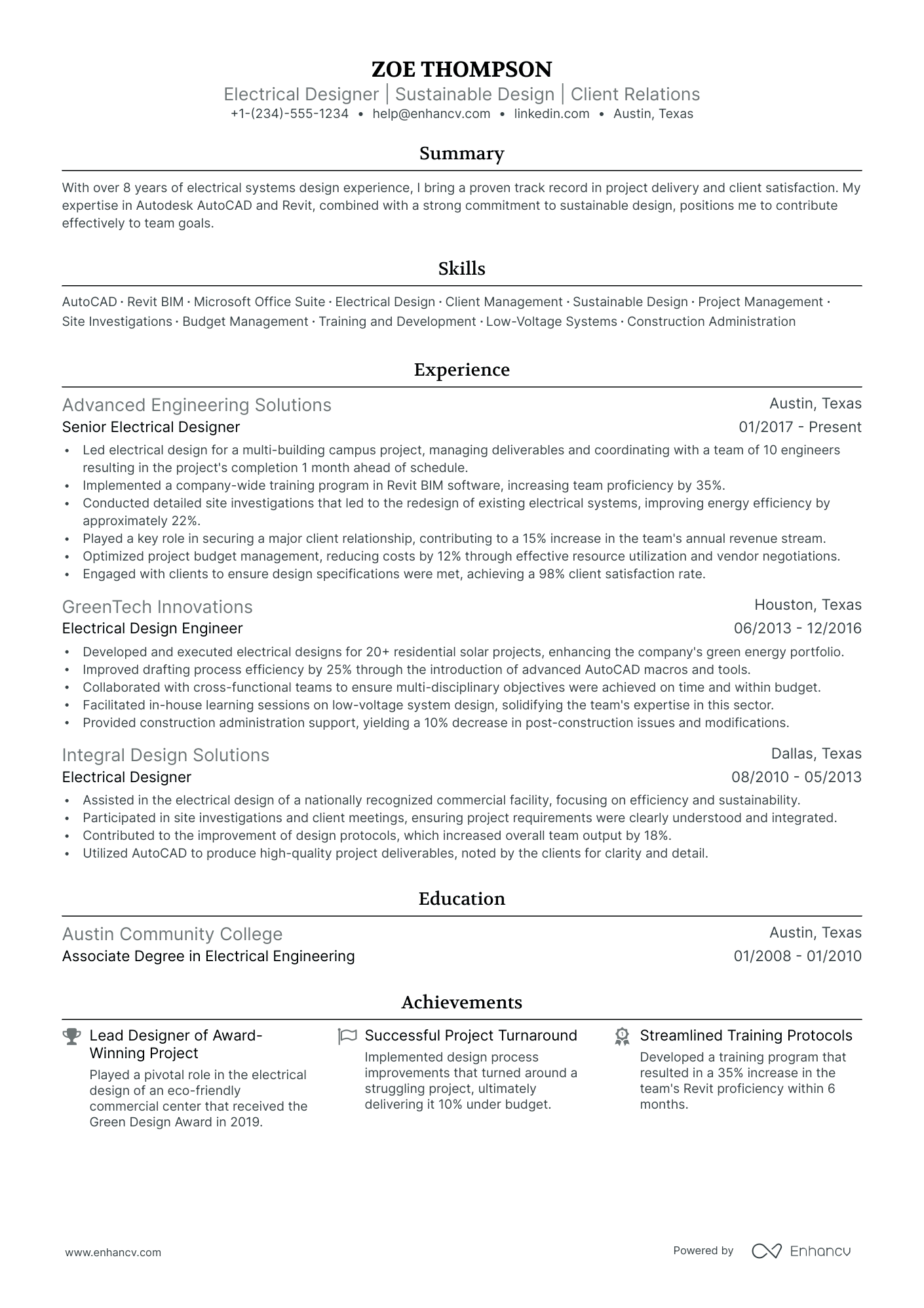 5 Electrical Designer Resume Examples & Guide for 2024