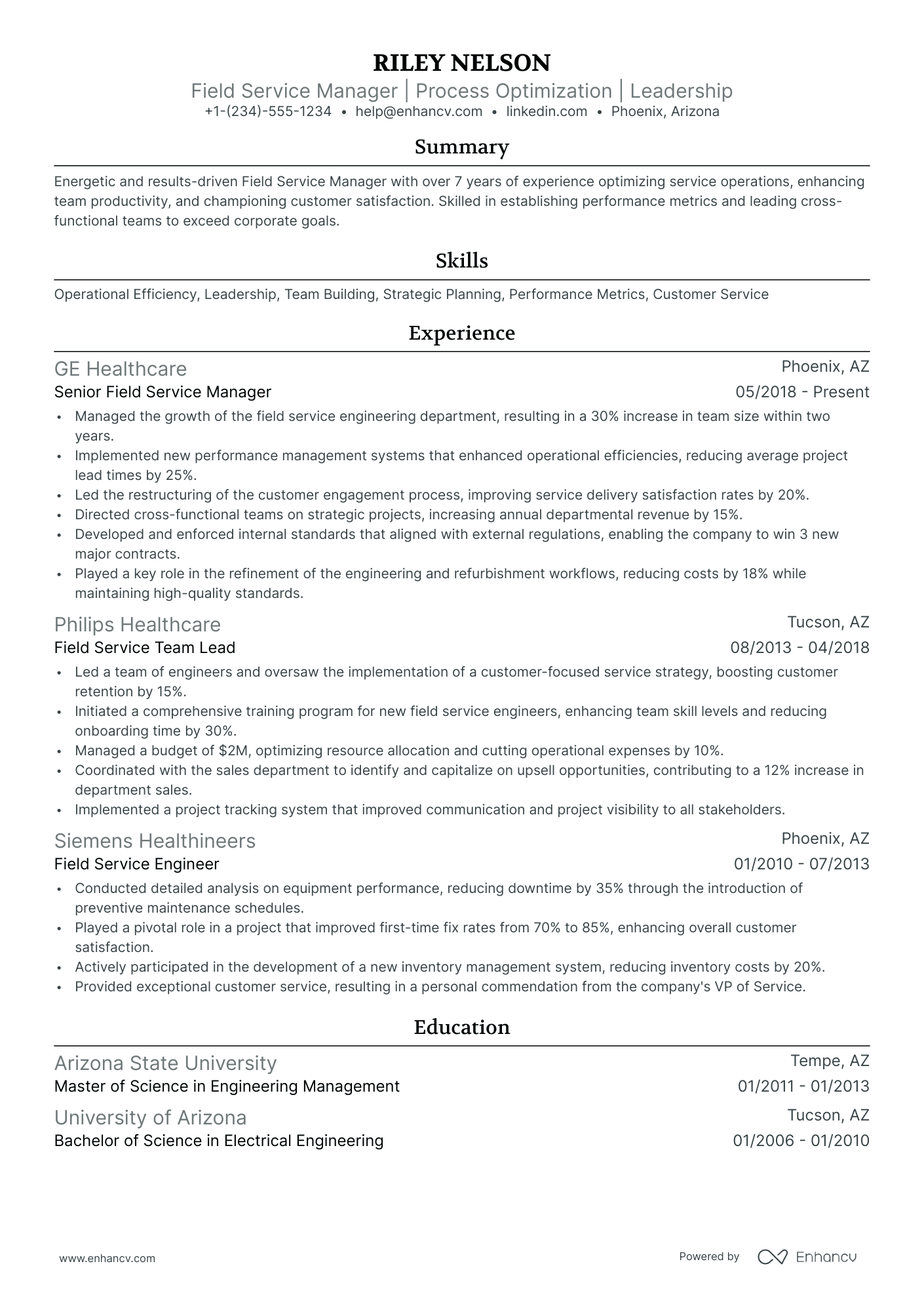 10 Field Service Manager Resume Examples & Guide for 2026