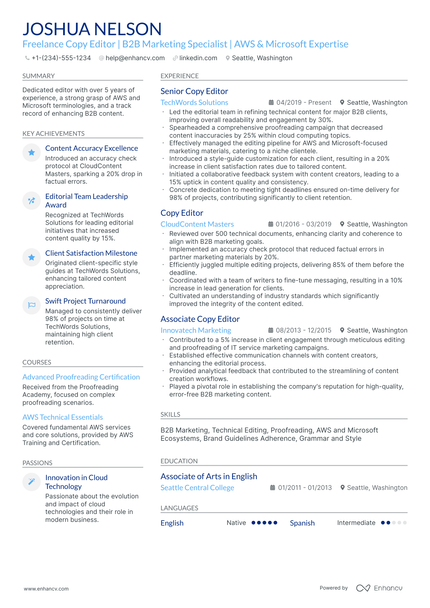 10 Freelance Copy Editor Resume Examples & Guide for 2026