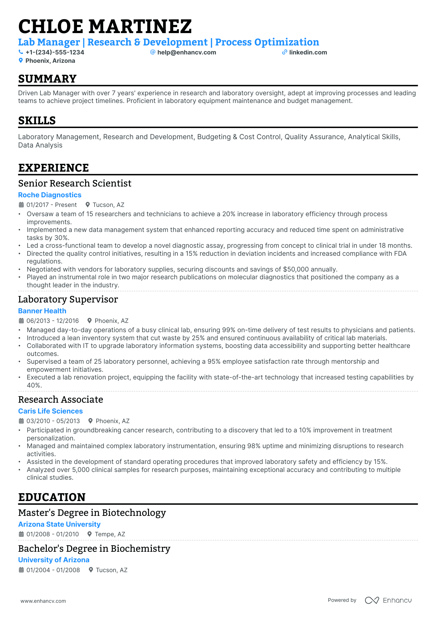 10 Lab Manager Resume Examples & Guide for 2026