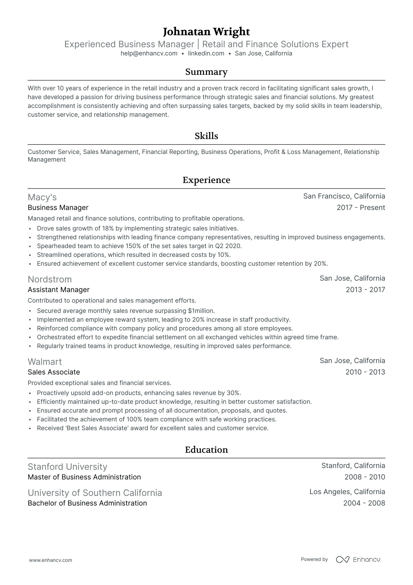 10 Business Manager Resume Examples & Guide for 2025